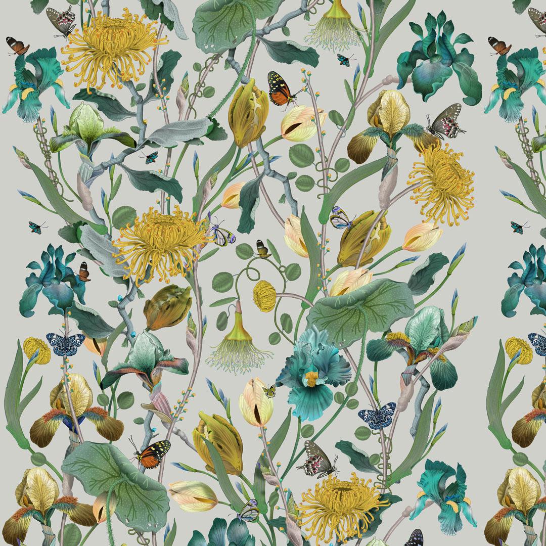 Royal Iris Wallpaper - Malachite - Kit Miles – Lime Lace