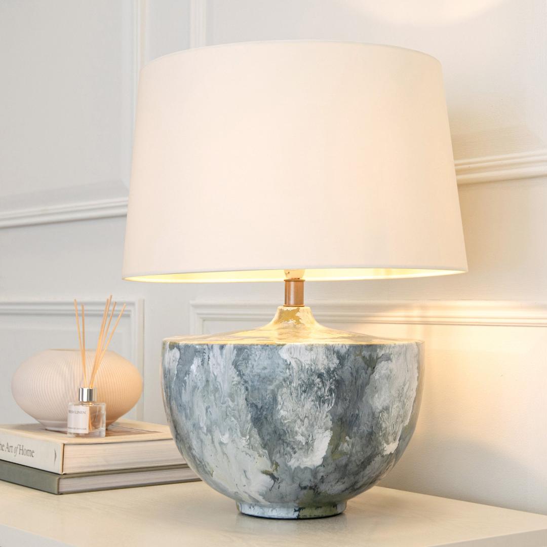 Aketa Round Woodland Enamel Table Lamp (Base Only) – Lime Lace