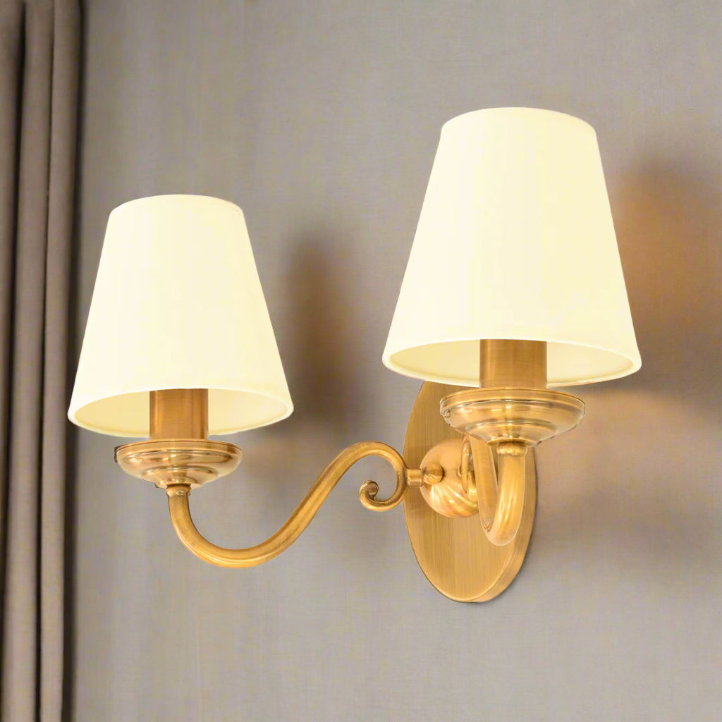 Antique Brass Two Arm Wall Lamp – Lime Lace