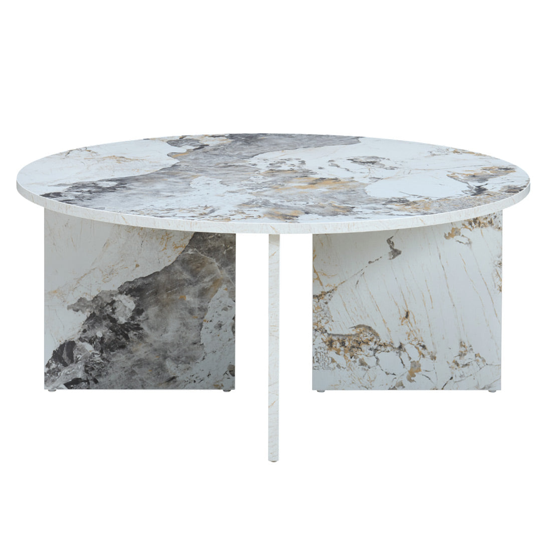 Aura Round Marble Effect Coffee Table – Lime Lace