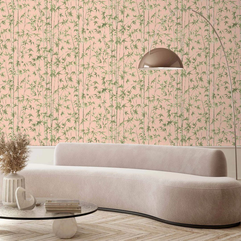 Bamboozle Wallpaper - Salmon – Lime Lace