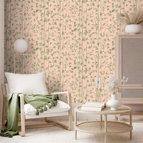 Bamboozle Wallpaper - Salmon – Lime Lace