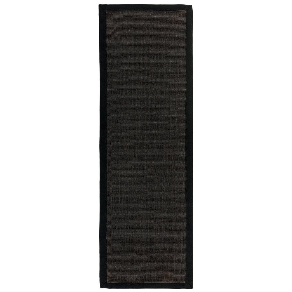 Black Sisal Runner Rug with Cotton Border – Lime Lace