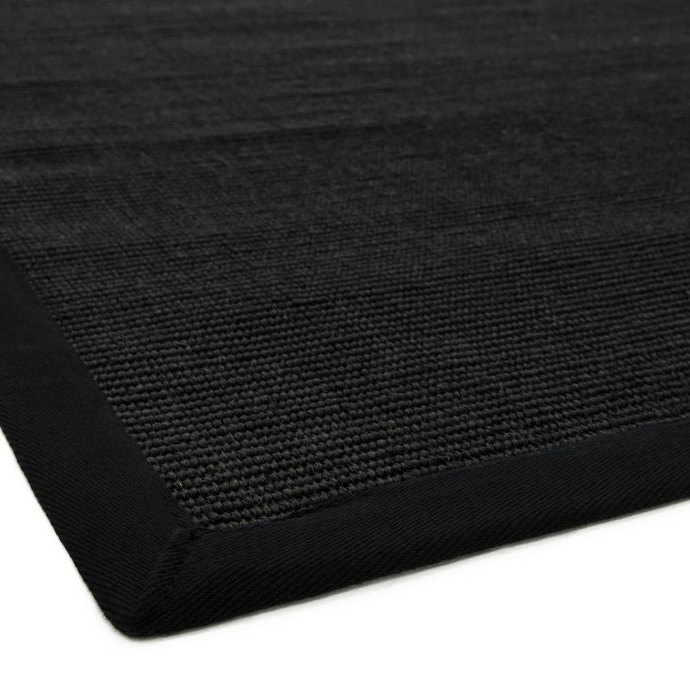 Black Sisal Runner Rug with Cotton Border – Lime Lace