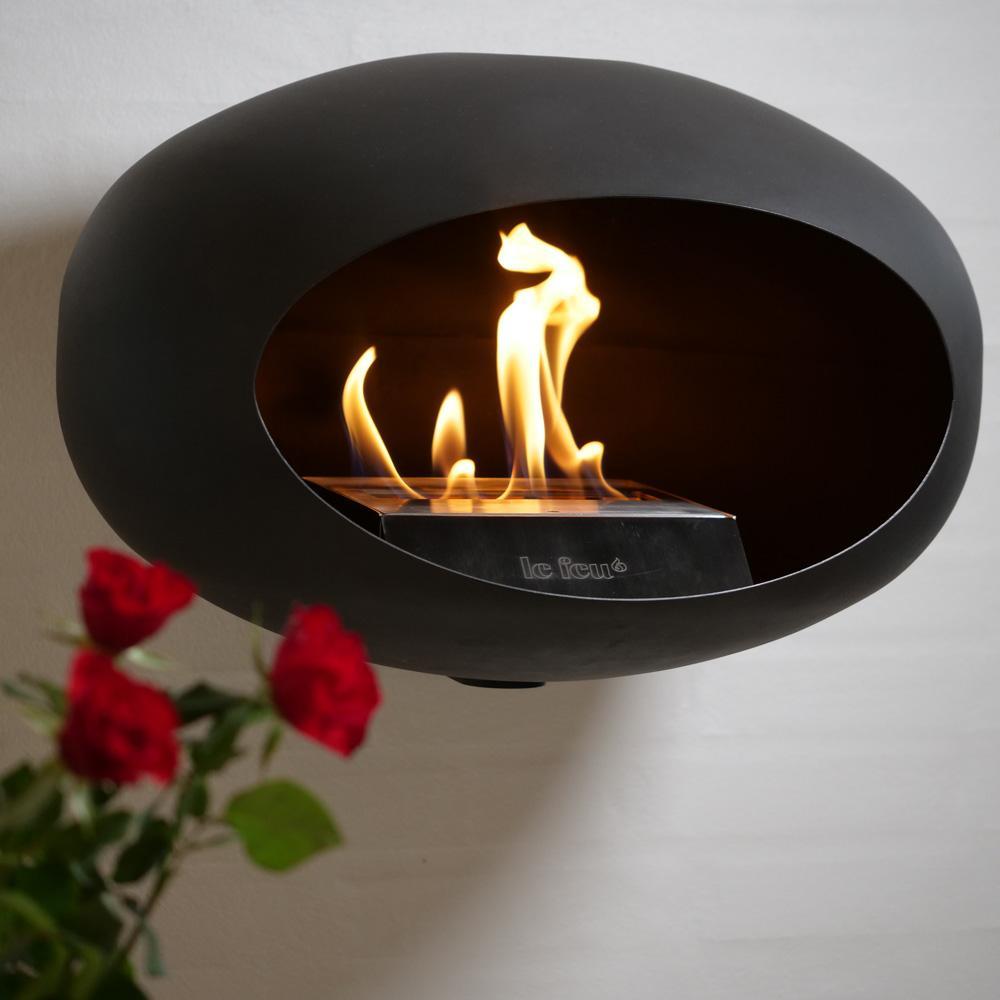 Black Wall Bioethanol Fire - Le Feu Wall Mounted Bioethanol Fireplace ...