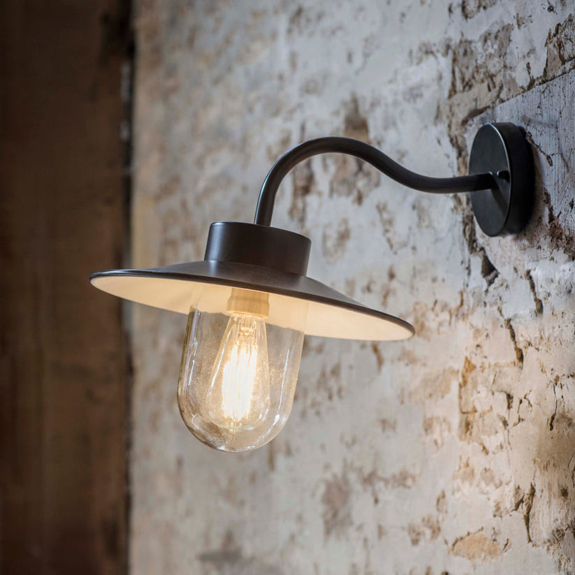 Carbon Outdoor Swan Neck Wall Light – Lime Lace