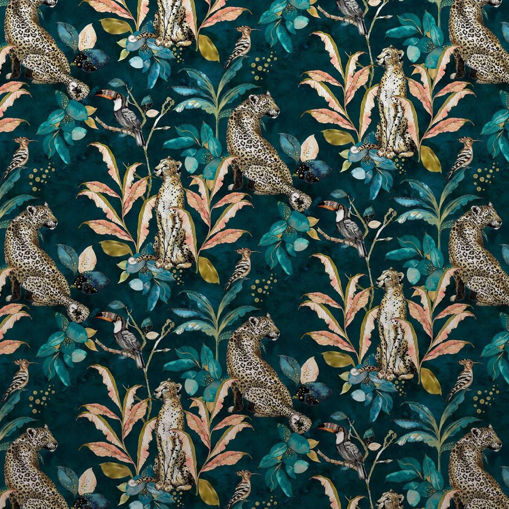 Cheetah Wallpaper - Teal - Graduate Collection – Lime Lace Ltd