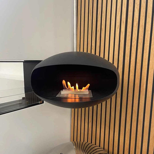 Cocoon Aeris Black Hanging Bioethanol Fire – Lime Lace