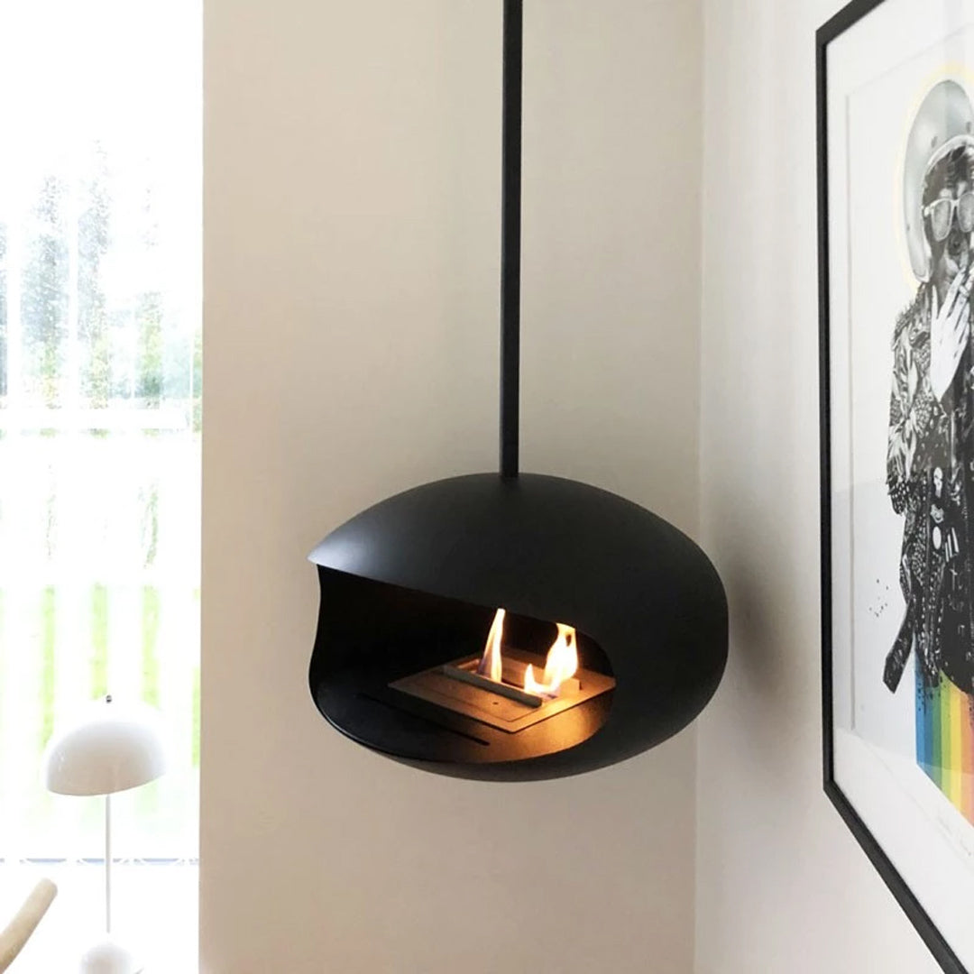 Cocoon Aeris Black Hanging Bioethanol Fire – Lime Lace