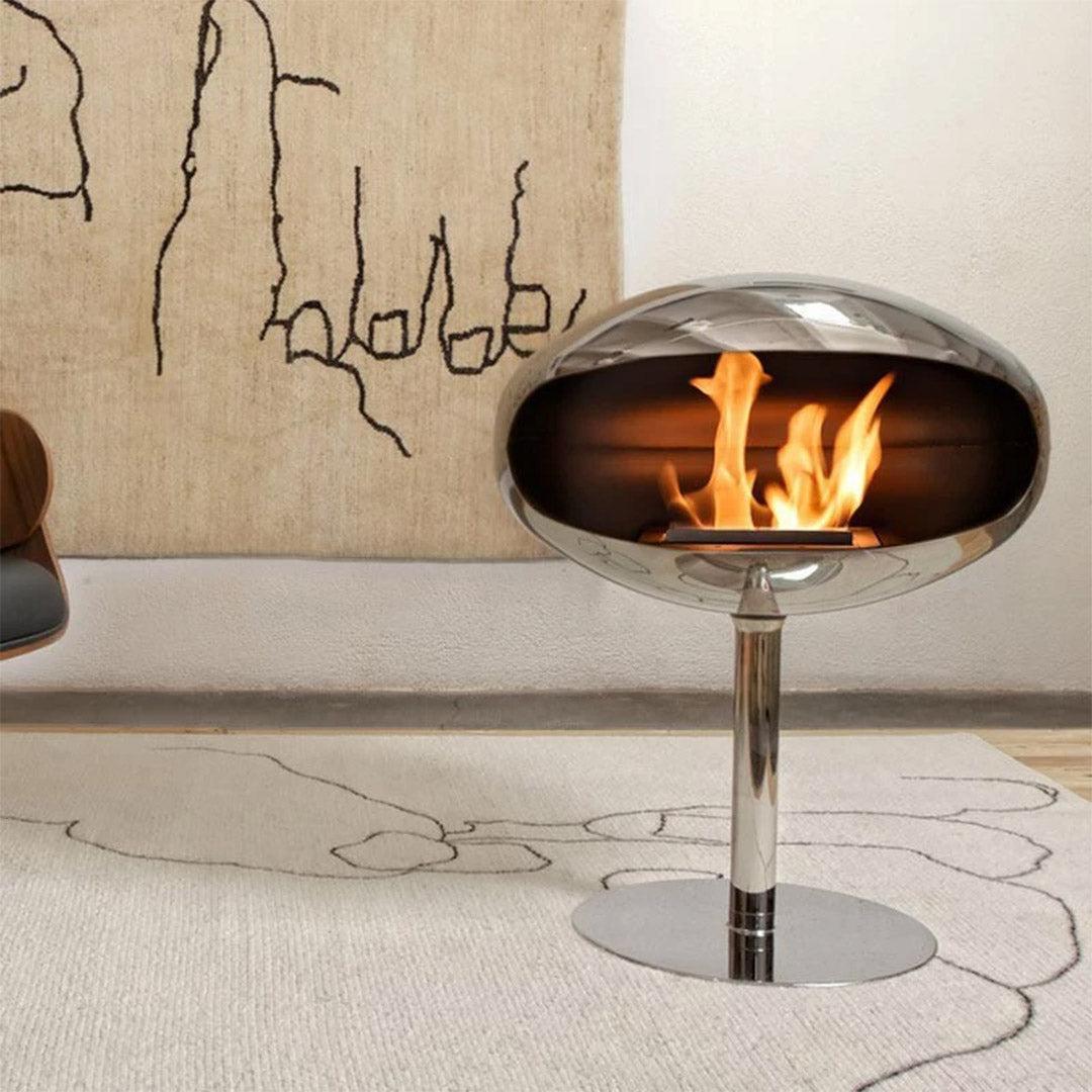 Cocoon Pedestal Bioethanol Fire - Polished Steel – Lime Lace