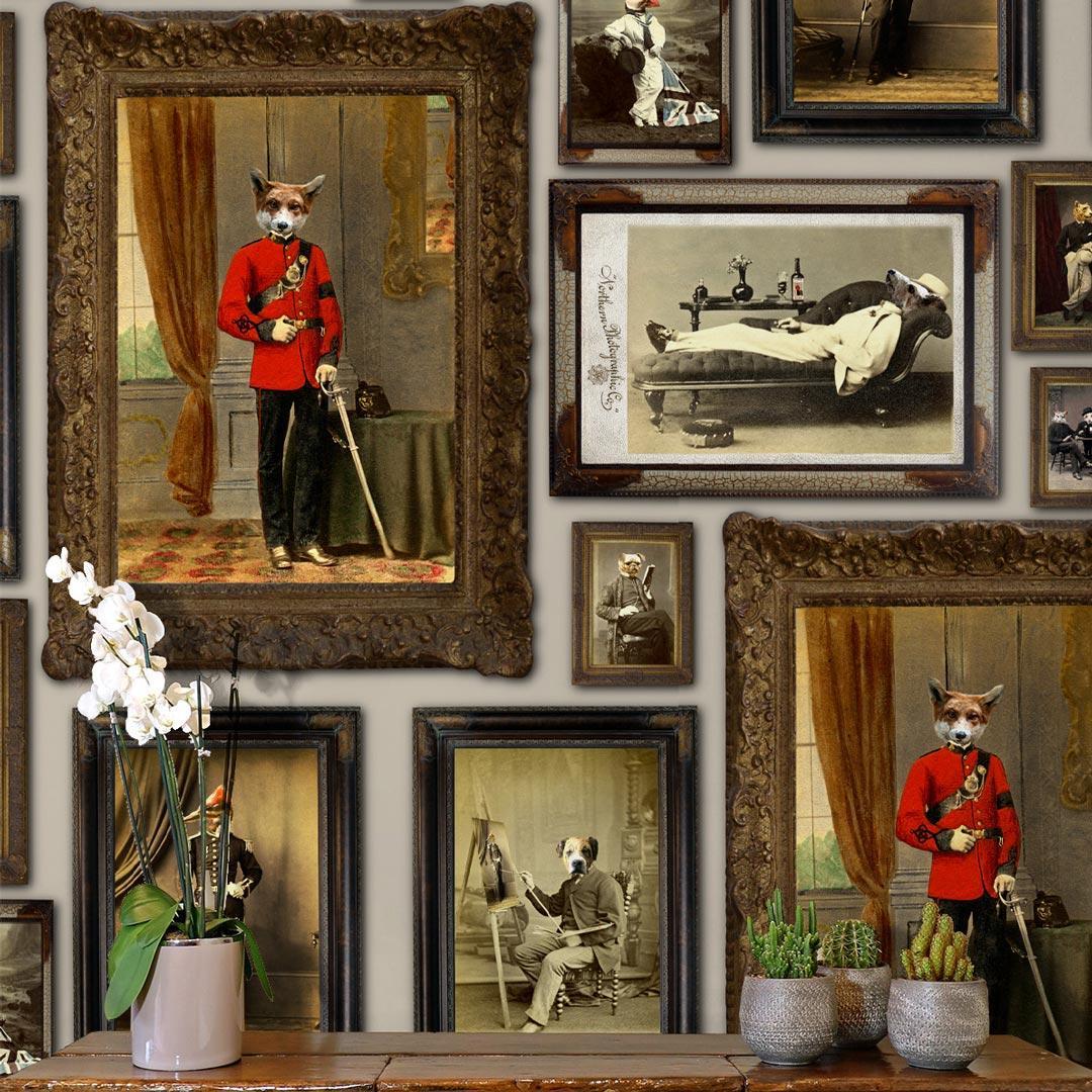 Colonel Fox & Friends - Gentleman's Club Wallpaper – Lime Lace