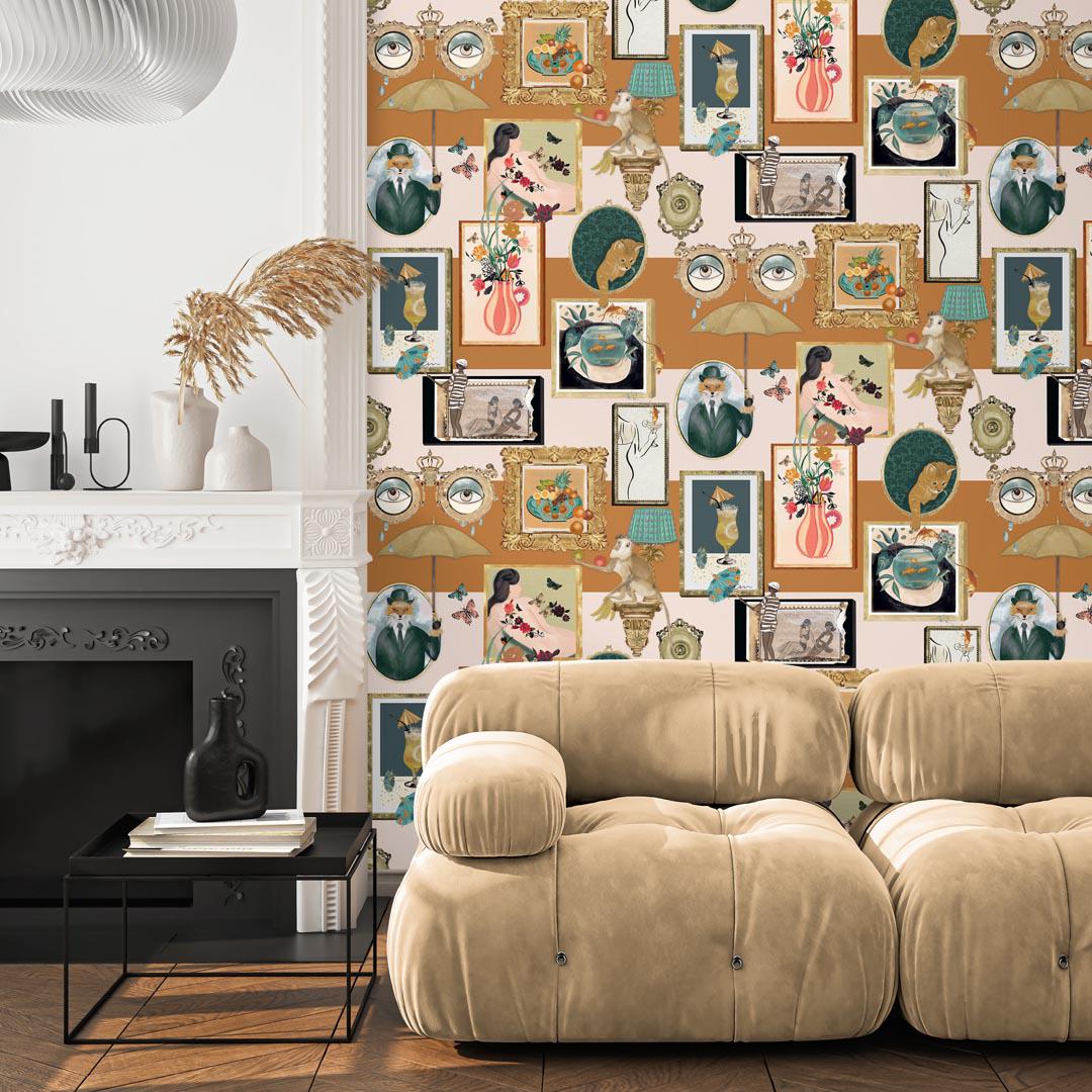 Connecting Frames Wallpaper - Caramel - Brand McKenzie – Lime Lace