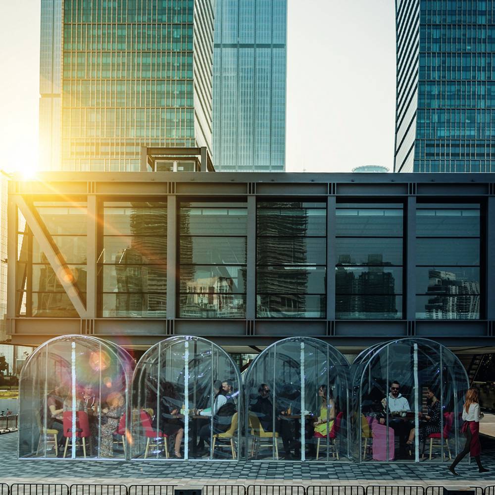 Downtown Weatherproof Garden Dining Pod – Lime Lace