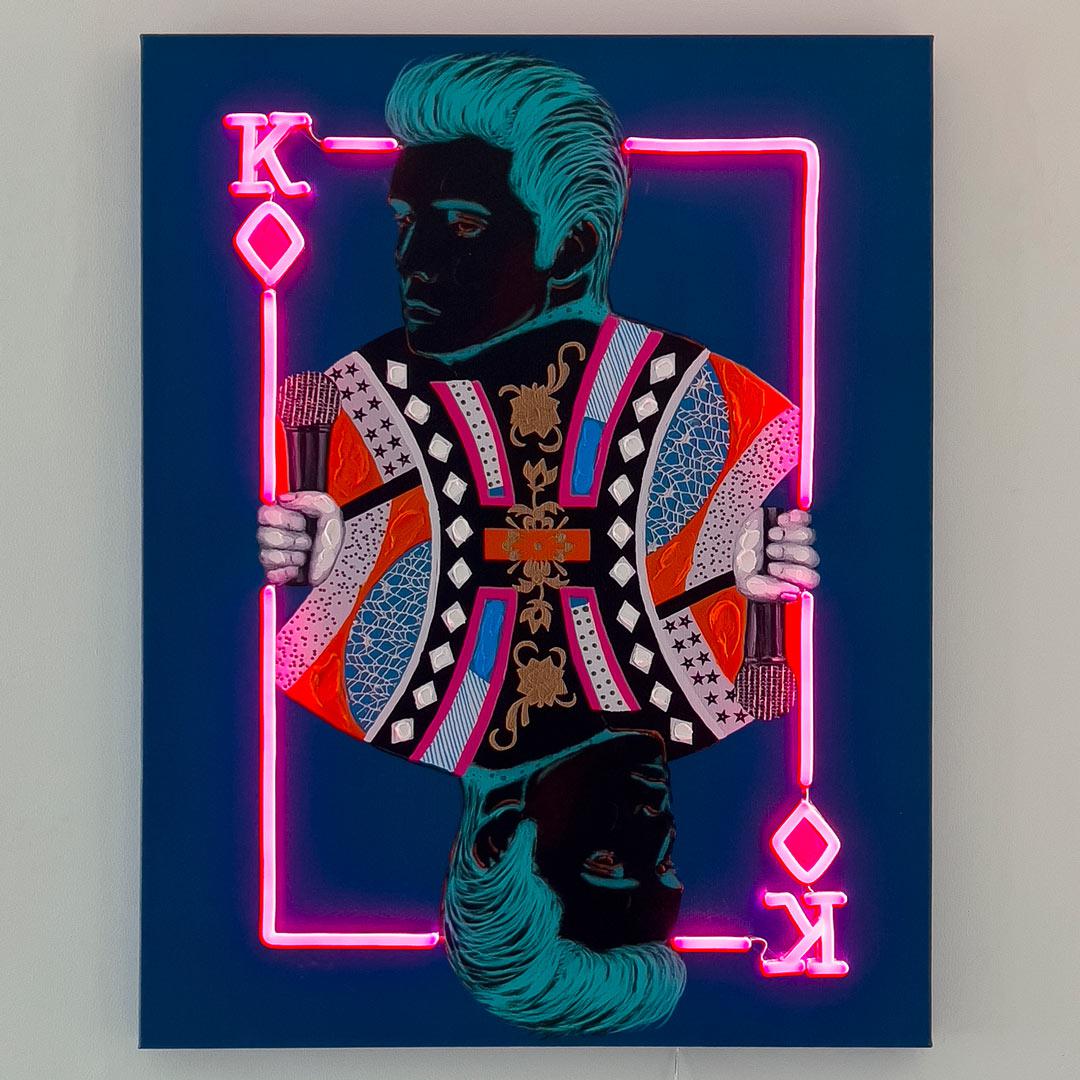 Elvis Playing Card - LED Neon Artwork – Lime Lace