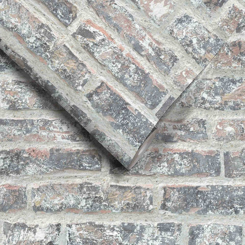 Exposed Real Brick Effect Wallpaper - Canal Street – Lime Lace