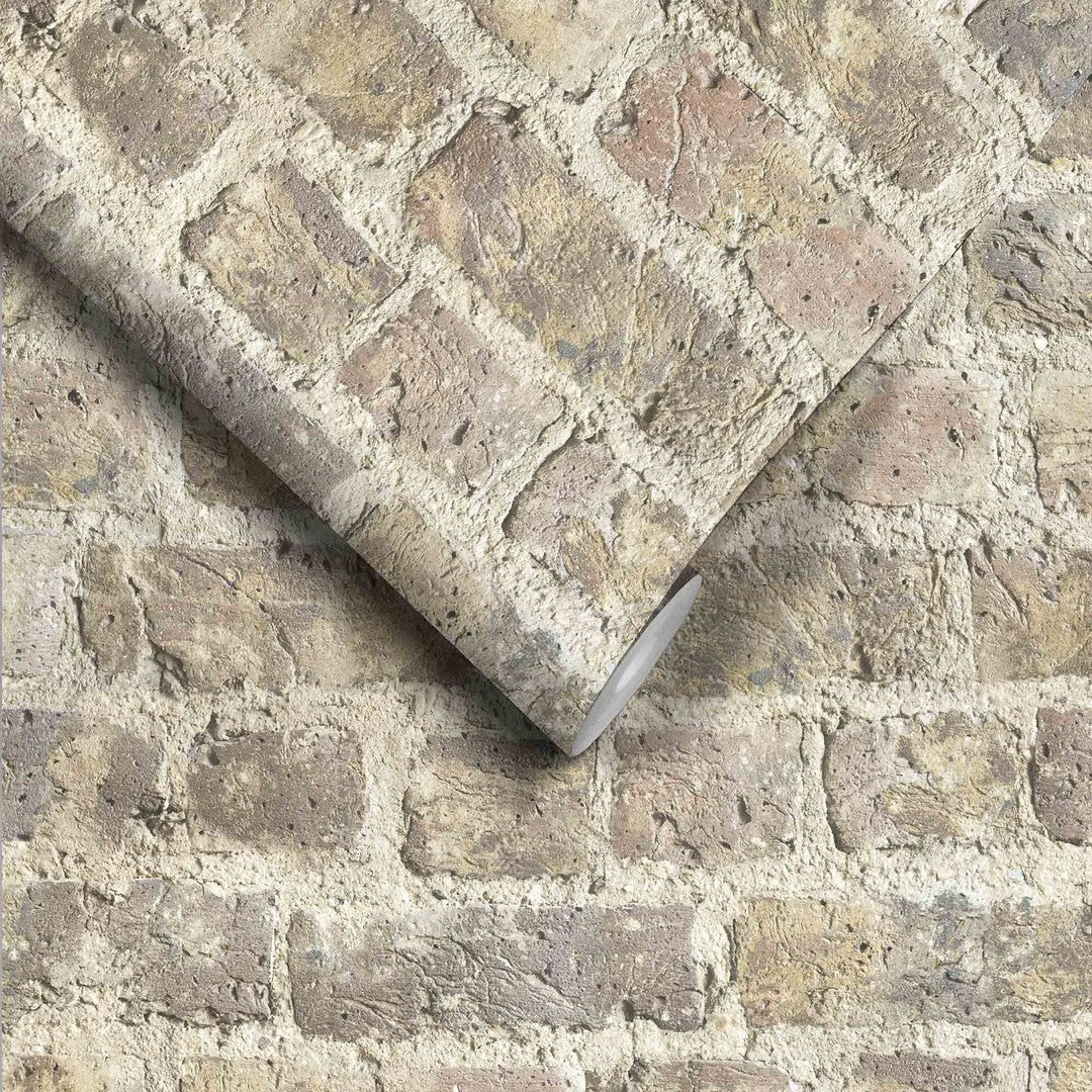 Exposed Real Brick Effect Wallpaper - Cheetham Hill – Lime Lace