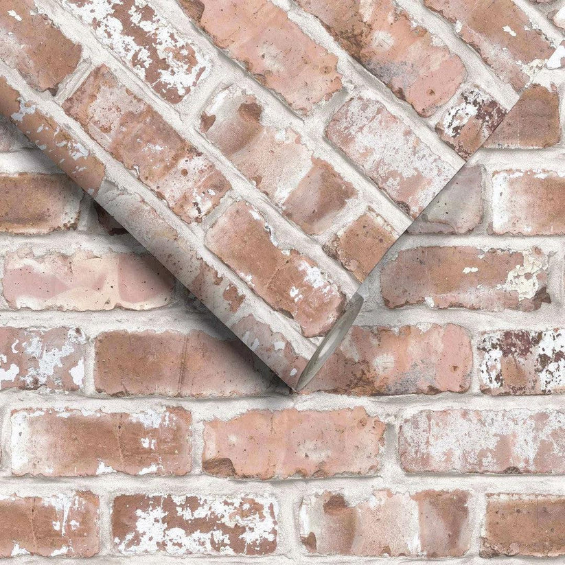 Exposed Real Brick Effect Wallpaper - Wayoh Brick – Lime Lace