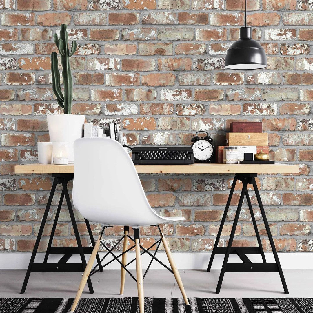 Exposed Real Red Brick Effect Wallpaper – Lime Lace