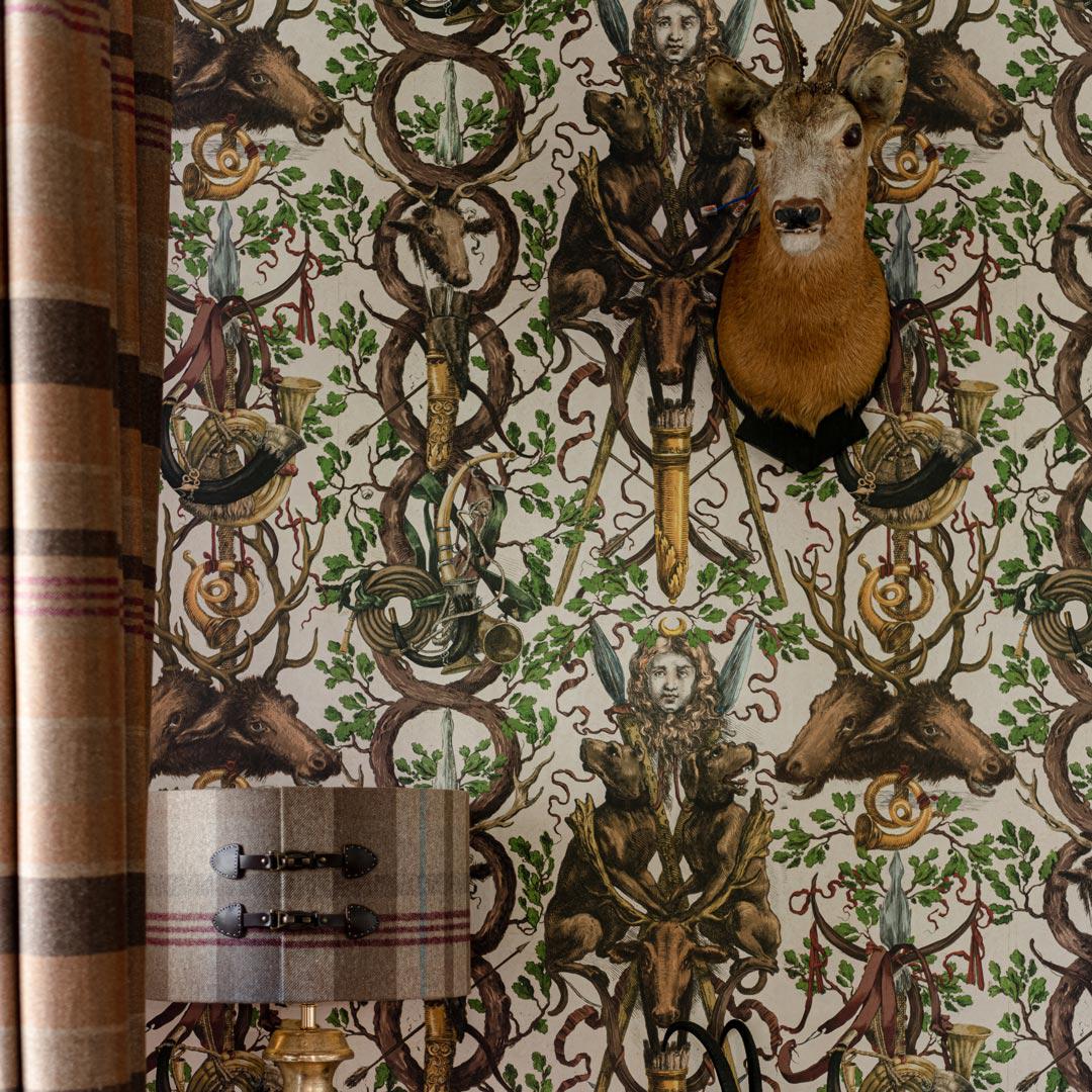 Ganghofer Hunt Wallpaper - Set of 3 Rolls - MINDTHEGAP – Lime Lace
