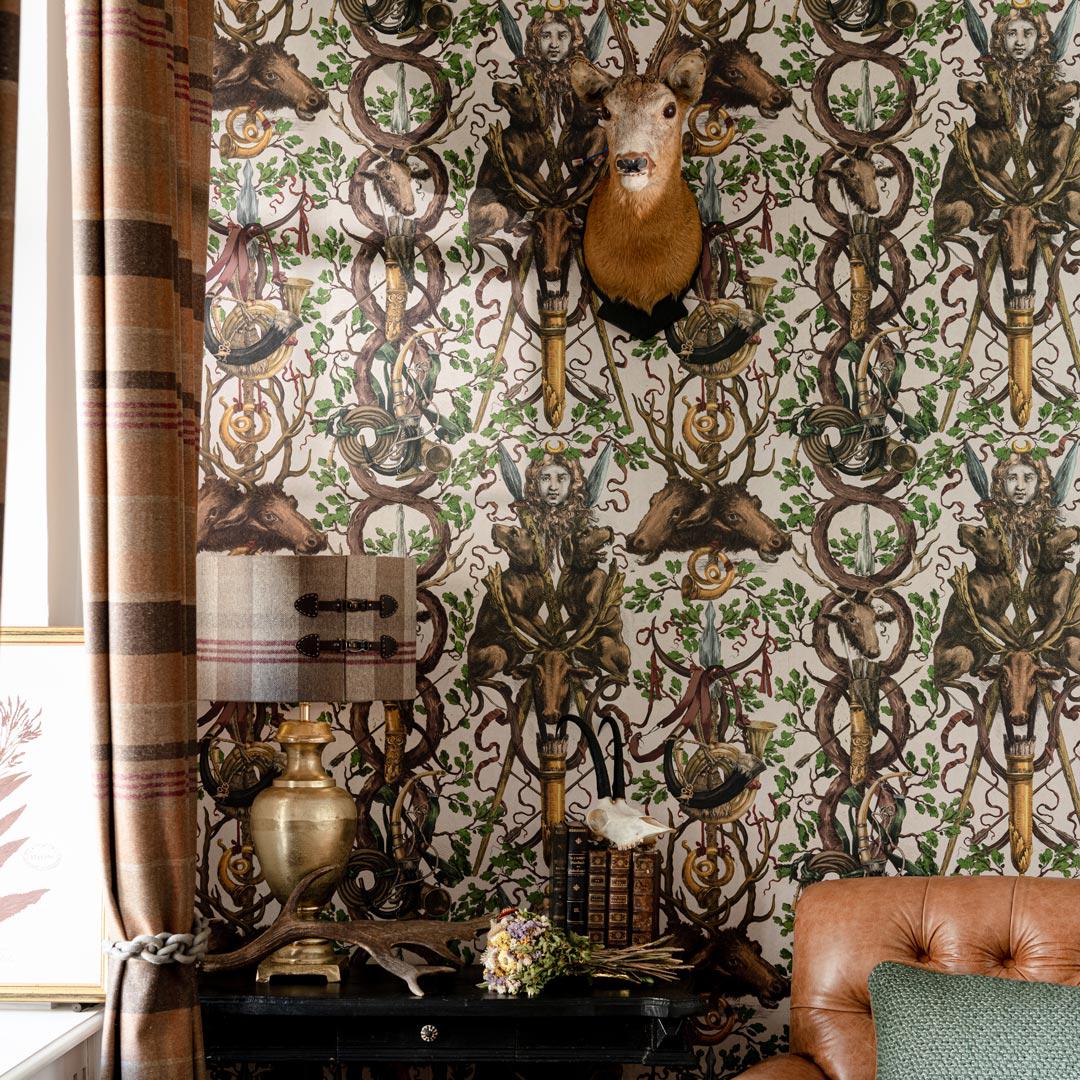 Ganghofer Hunt Wallpaper - Set of 3 Rolls - MINDTHEGAP – Lime Lace