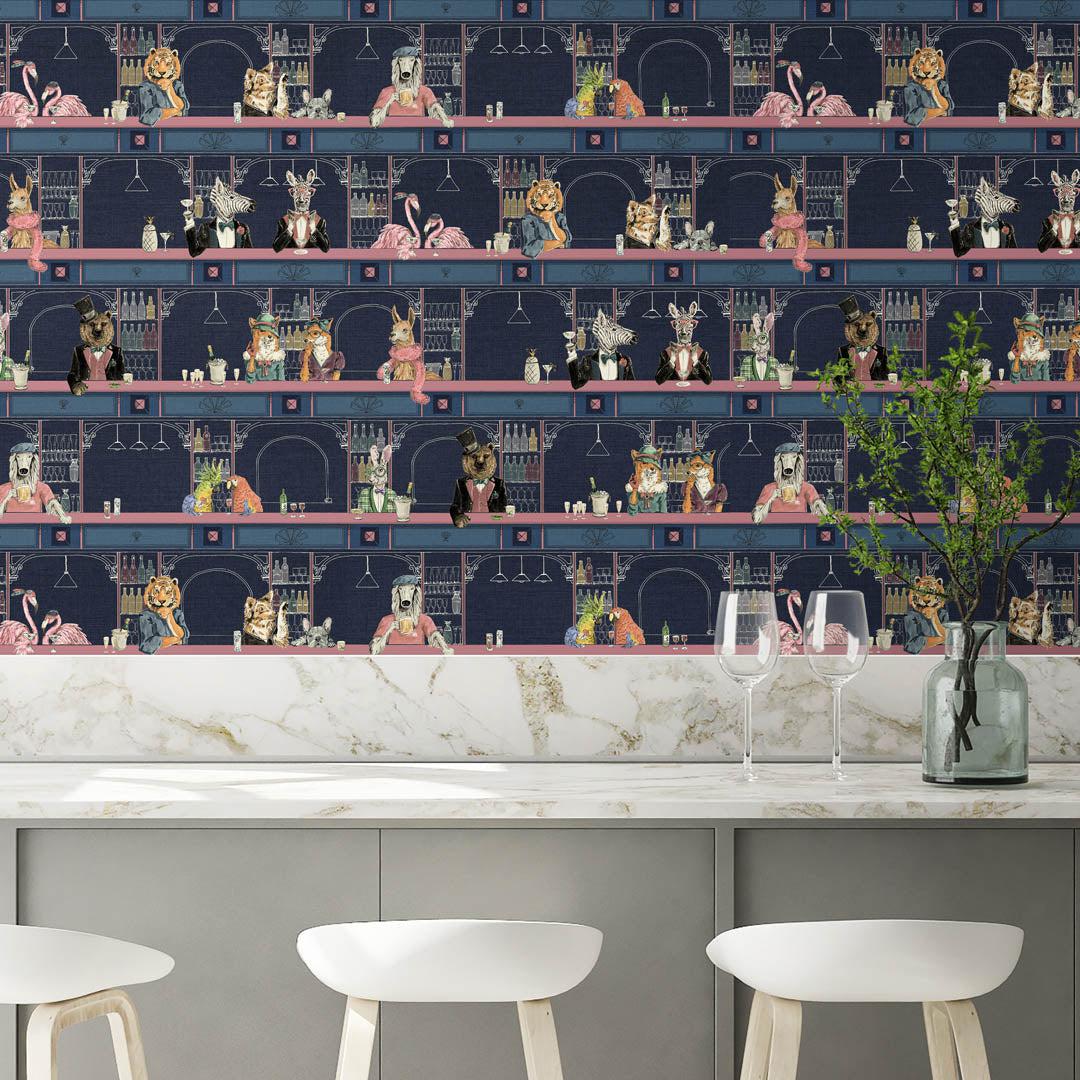 Happy Hour Wallpaper - Midnight Pink - Brand Mckenzie – Lime Lace