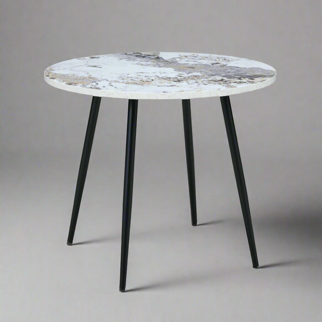 Horizon Marble Effect Round Dining Table – Lime Lace