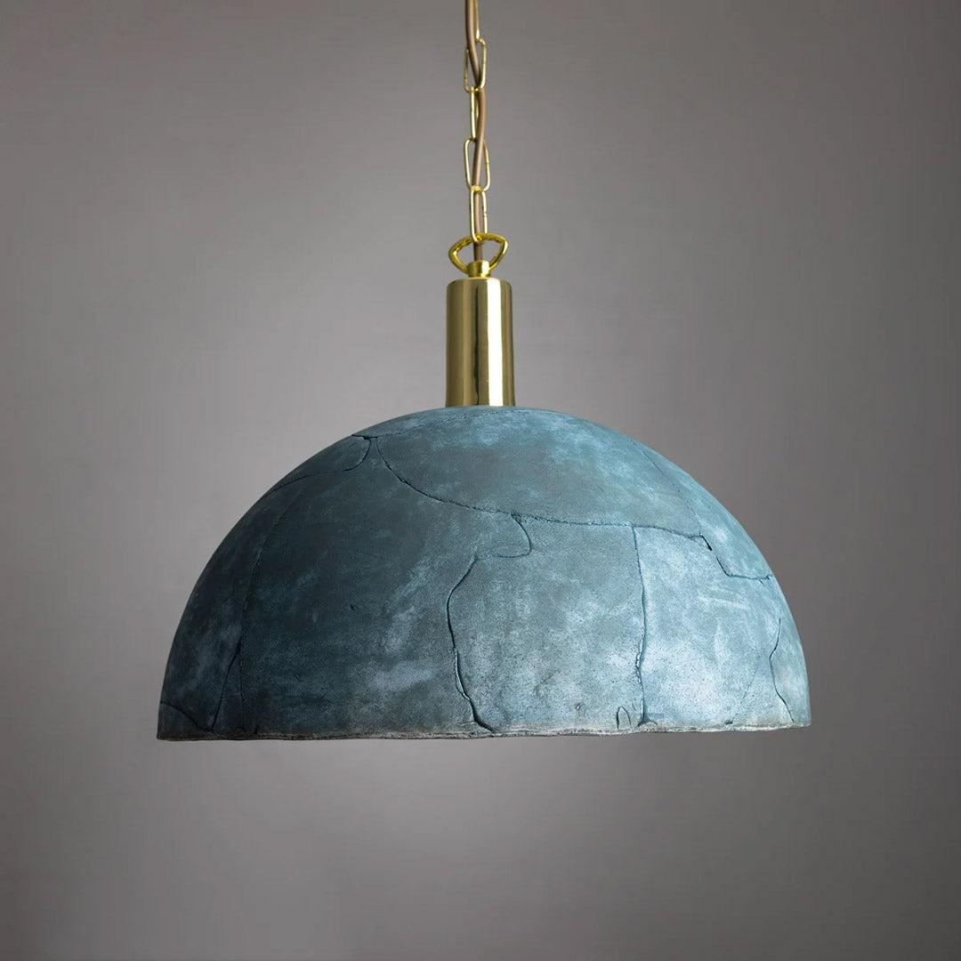 Kauri Large Ceramic Dome Pendant - Blue Earth - Mullan Lighting – Lime Lace