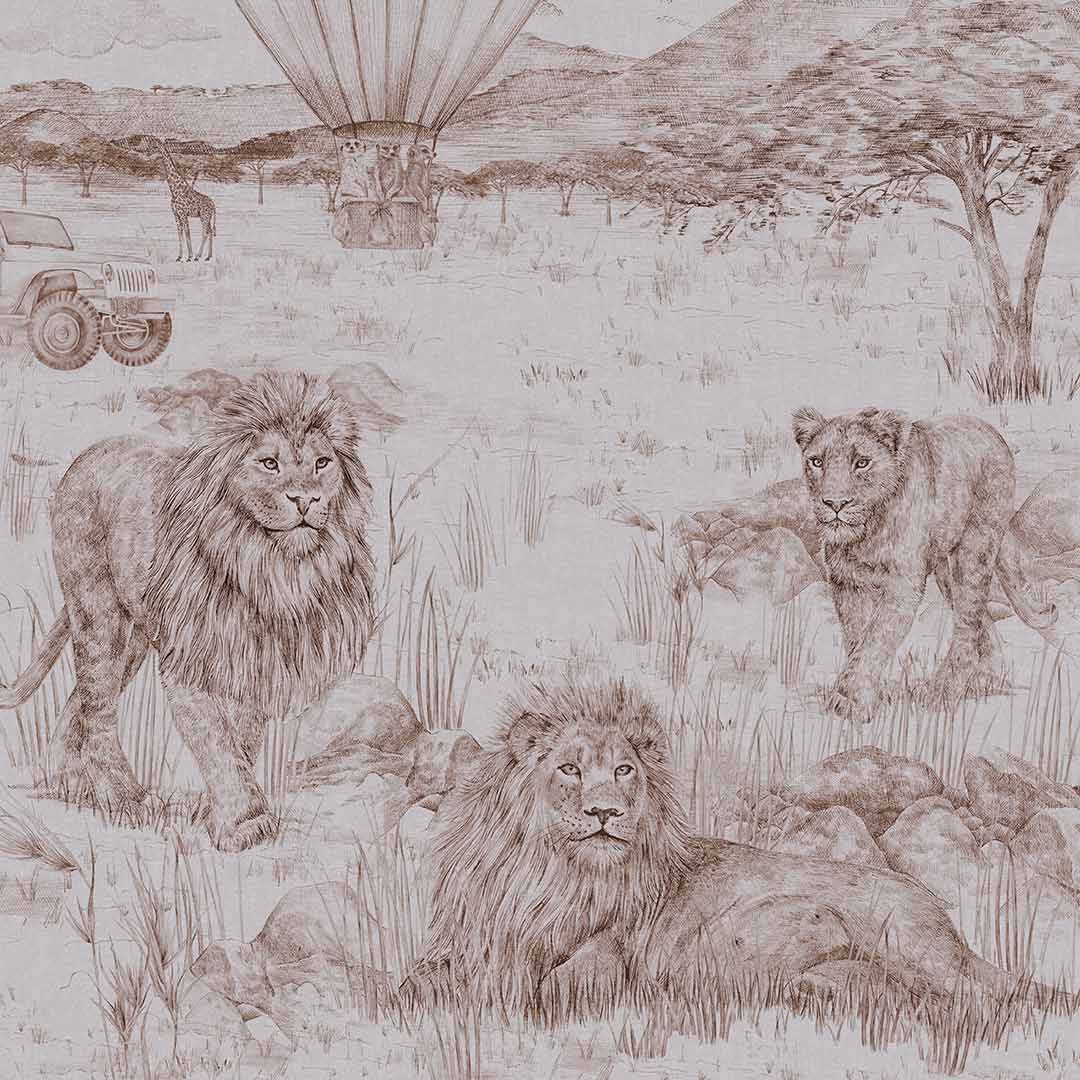 Lyons Den Wallpaper - Coconut Umber – Lime Lace