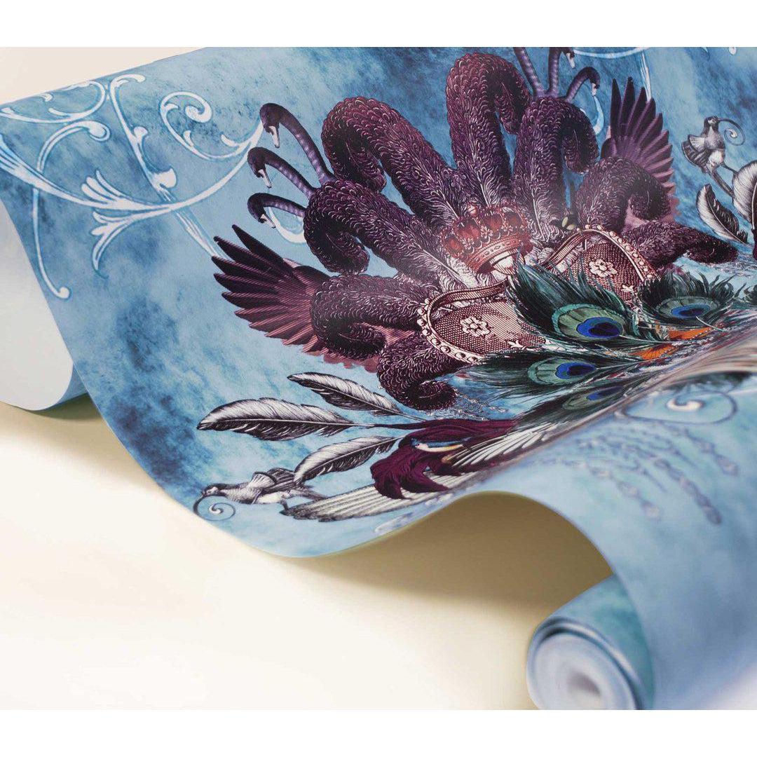 Madame Visage Wallpaper - Aquamarine - Santorus – Lime Lace