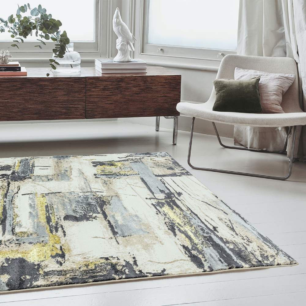 Metallic Abstract Print Rug - Yellow – Lime Lace