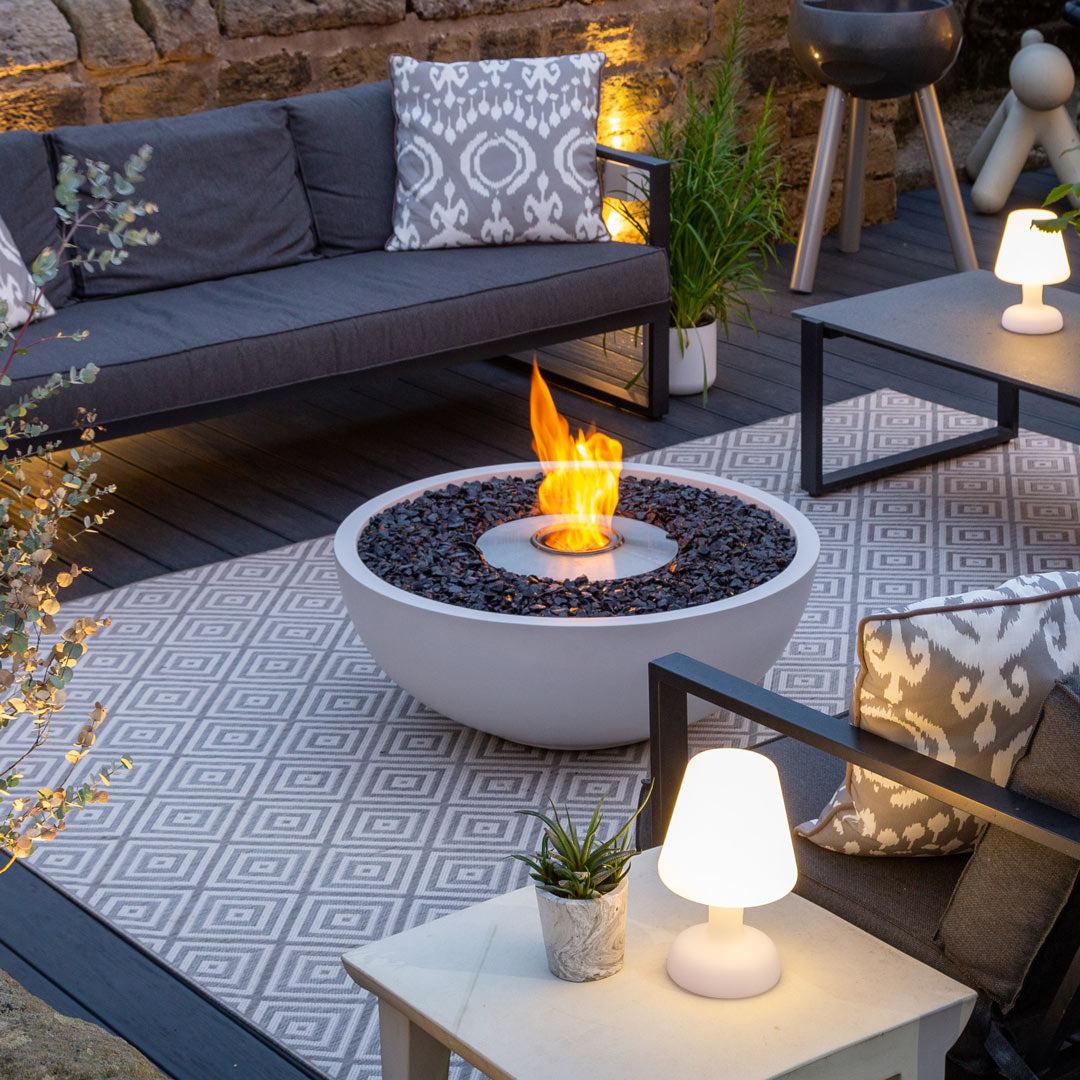 Mix 850 Bioethanol Fire Pit - Bone - EcoSmart Fire – Lime Lace