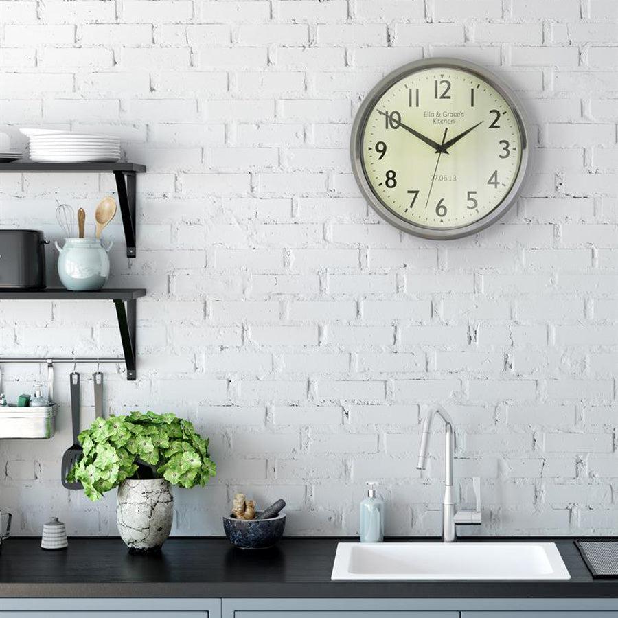 Personalised Retro Chrome Wall Clock – Lime Lace