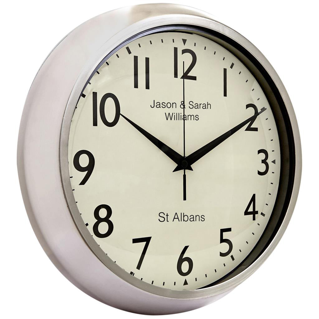 Personalised Retro Chrome Wall Clock – Lime Lace