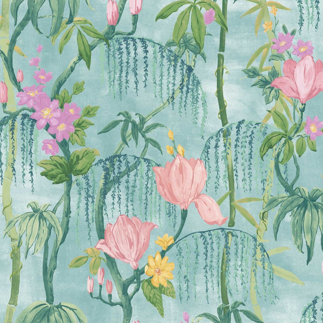 Pierre Wallpaper - Aqua – Lime Lace