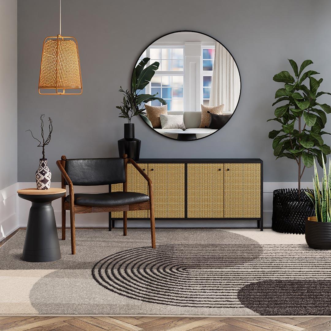 Retro Geometric Rug - Grey – Lime Lace