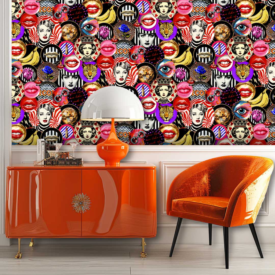 Rock N Roll Iconic Plates Wallpaper – Lime Lace