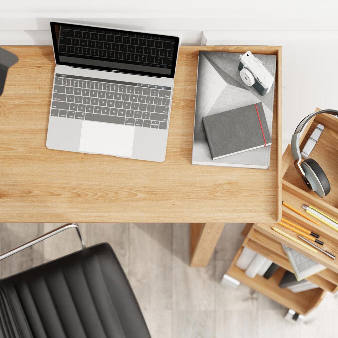 Slim Natural Oak Desk – Lime Lace