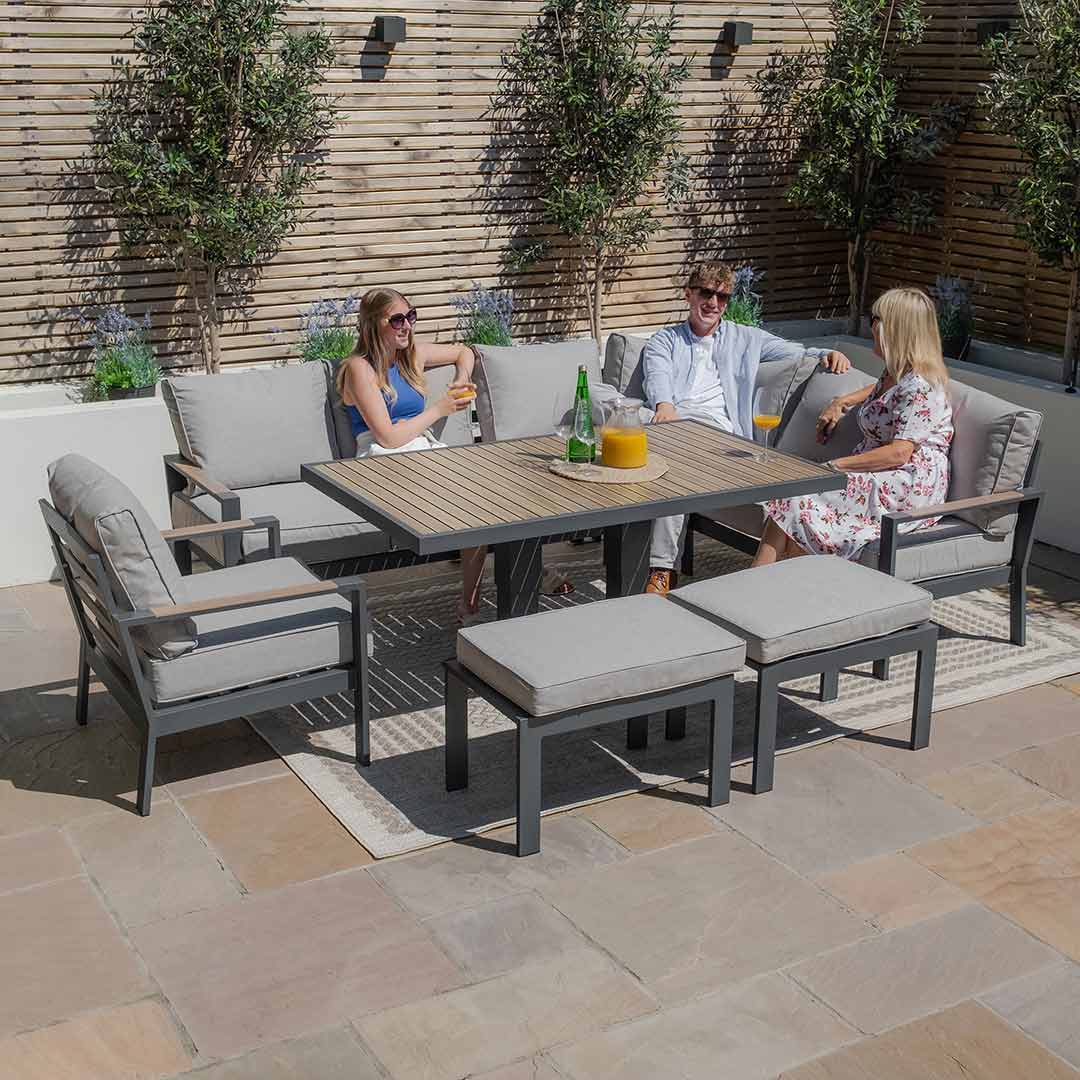 Vancouver Large Corner Dining Set With Rectangular Rising Table & Armc ...