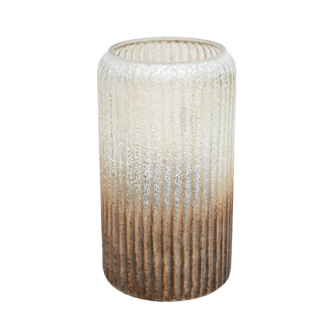 Verre Gold Frosted Glass Ribbed Vase – Lime Lace