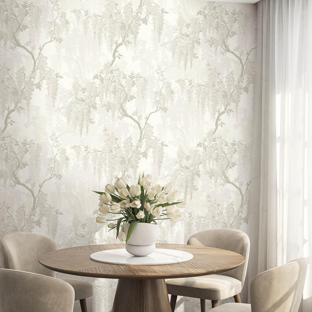 Wisteria Botanical Wallpaper - Magnolia – Lime Lace