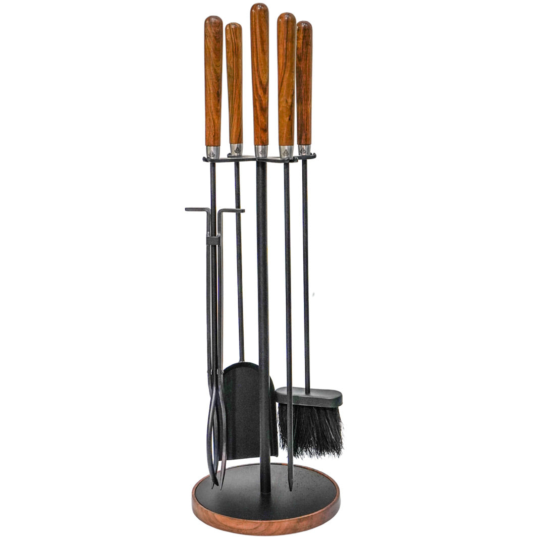 Wooden Handle Fire Tools Set - Round – Lime Lace