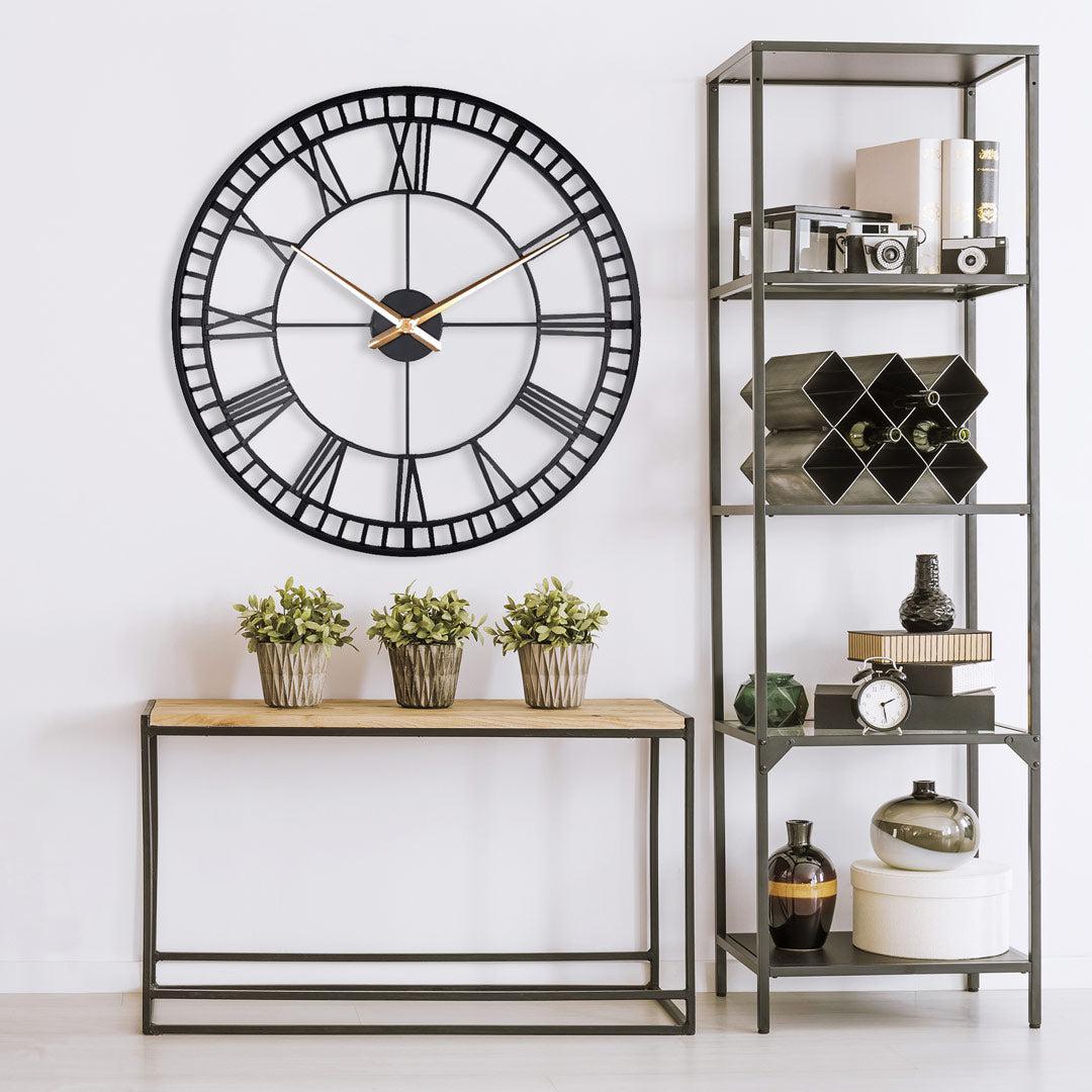 XL Black Metal Skeleton Wall Clock - 80cm – Lime Lace