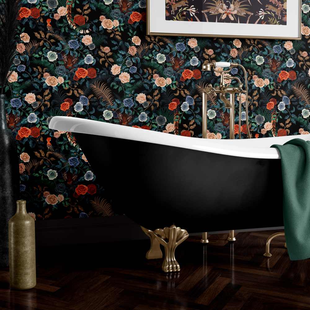 Bengal Rose Garden - Fierce - Becca Who - Designer Wallpaper – Lime Lace