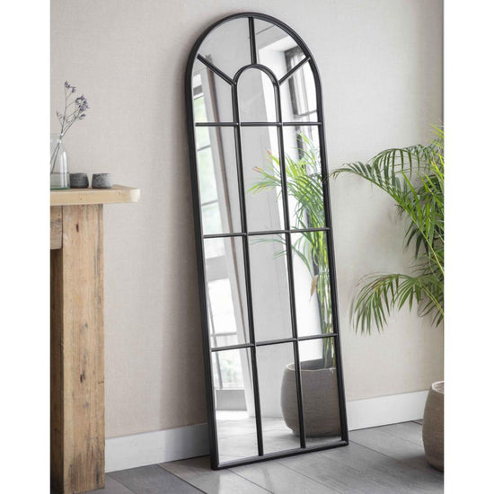 Black Arched Window Pane Mirror – Lime Lace