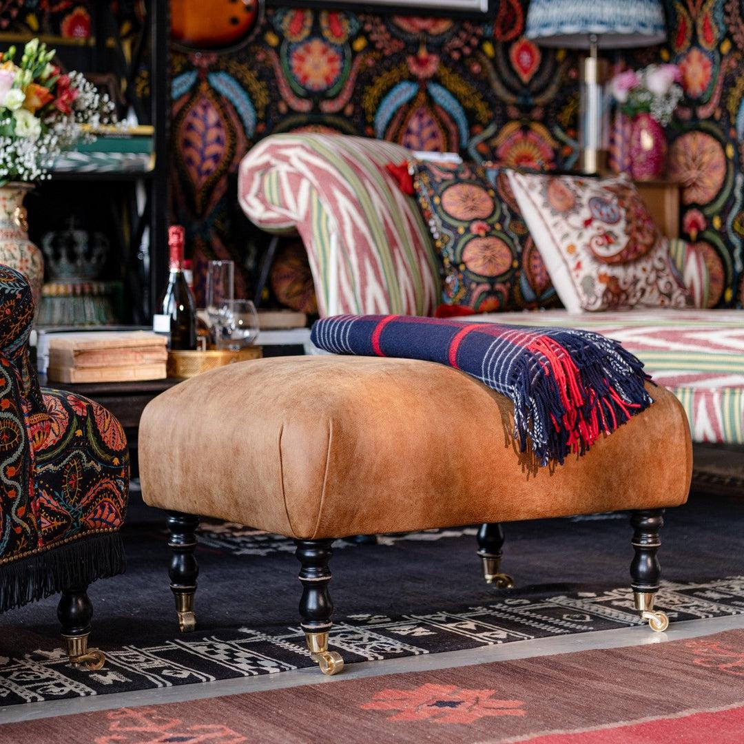 Brown Leather Hudson Stool - Mind The Gap – Lime Lace