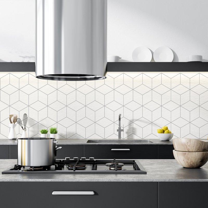Designer Kitchen Splashback Wallpaper - Geometric Cubes - Kitchen ...