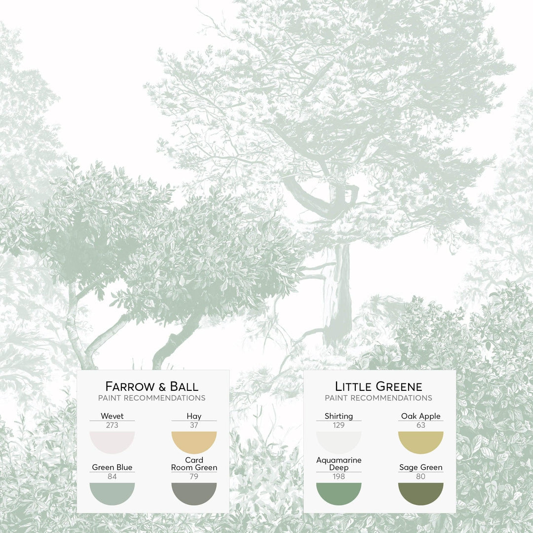 Dusty Green Hua Trees Wallpaper - Set of 3 Panels - Sian Zeng – Lime Lace
