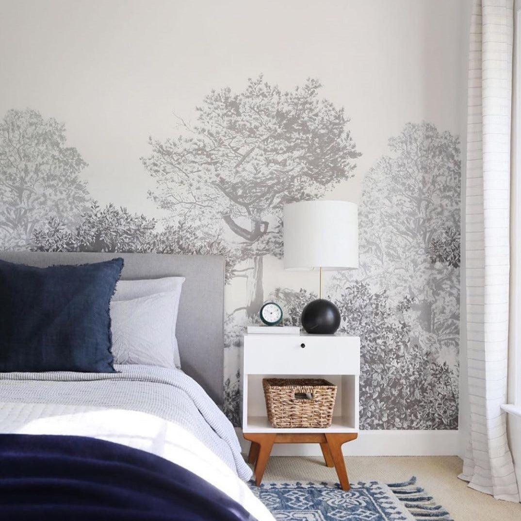 Grey Hua Trees Wallpaper - Set of 3 Panels - Sian Zeng – Lime Lace