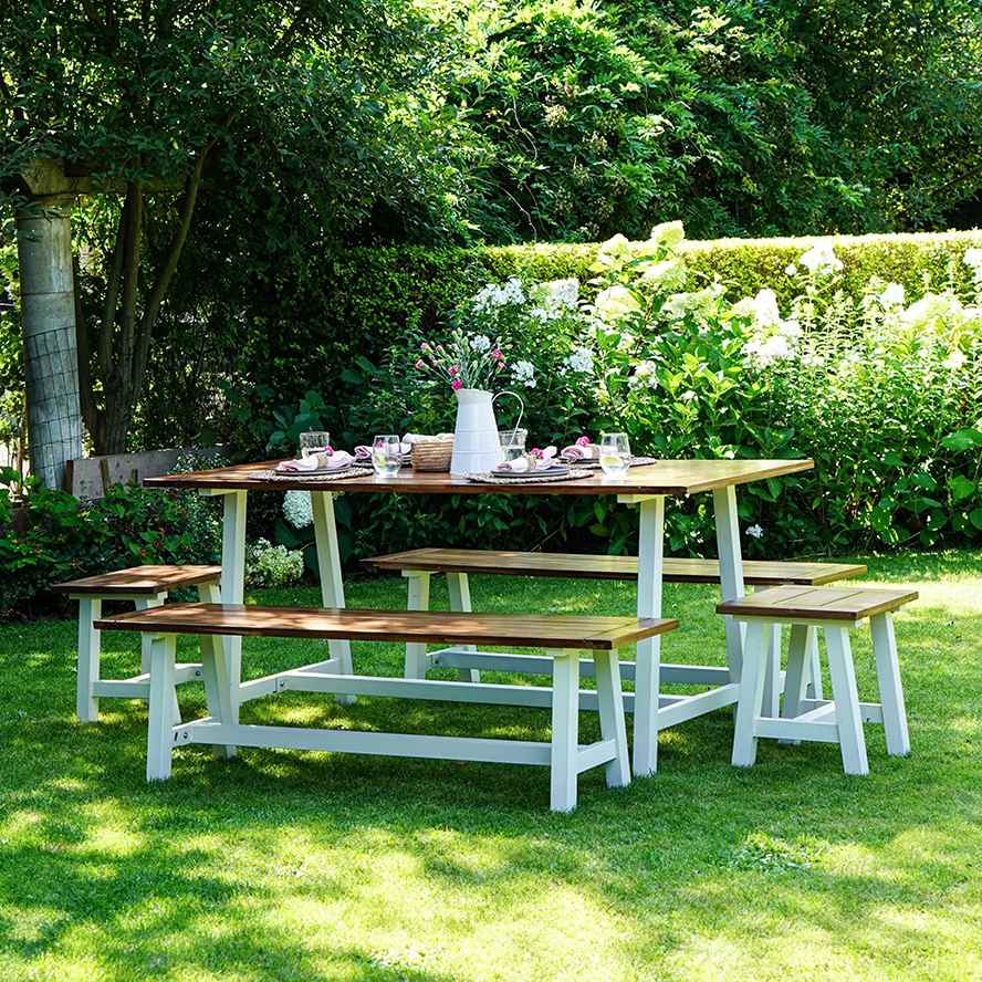 Henley Acacia Wood Garden Furniture Set – Lime Lace