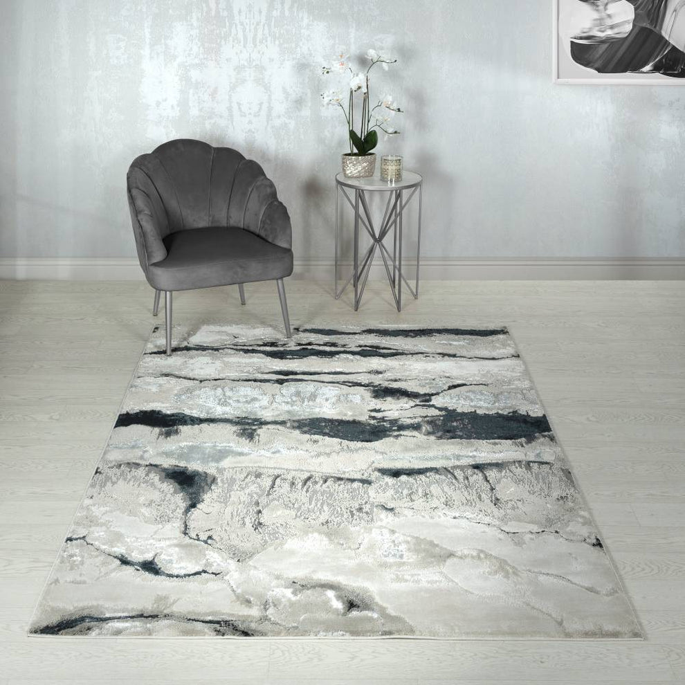 High Shine Quartz Abstract Rug – Lime Lace
